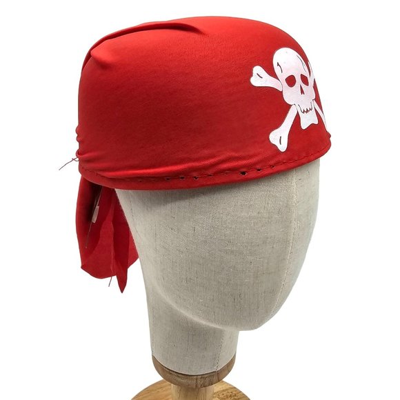 Unbranded | Accessories | Red Pirate Scarf Hat White Skull Adult ...